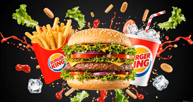 Burger King Whopper Ad: Dynamic Food Reveal Veo 3 Prompt